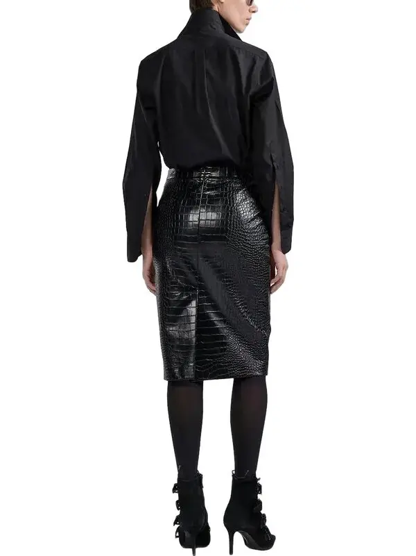 Barbara Bui Croc-embossed Pencil Skirt - Black