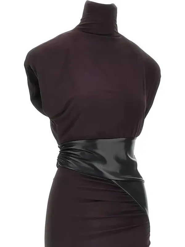 Andamane The Attico High-neck Ruched Maxi Dress - Brown