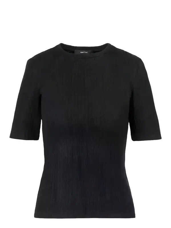 Smythe Ribbed Knit Crew Neck T-shirt - Black