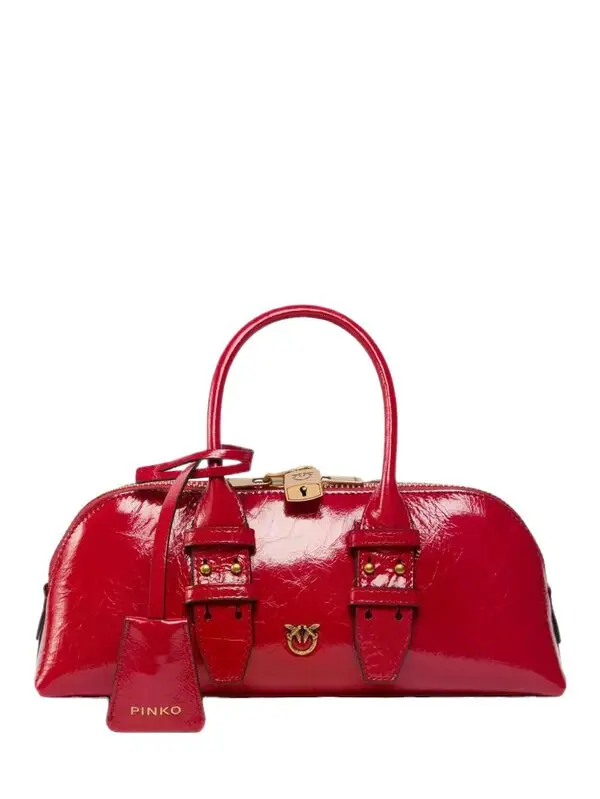 Pinko Escape Bag Horizontal Small Handbag In Shiny Leather - Red