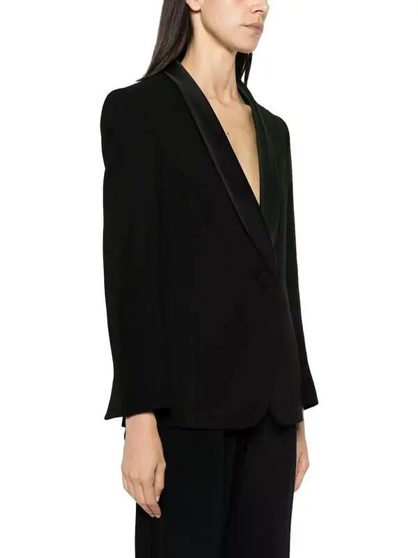Giorgio Armani Single-breasted Jacket With Satin Lapels - Black