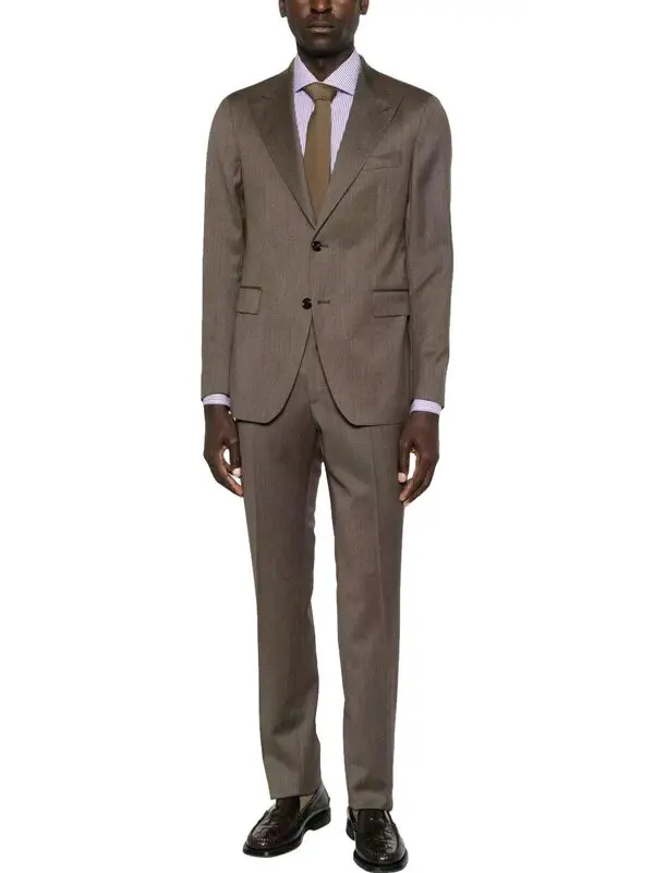 Tagliatore Peak-lapels Wool Suit - Brown