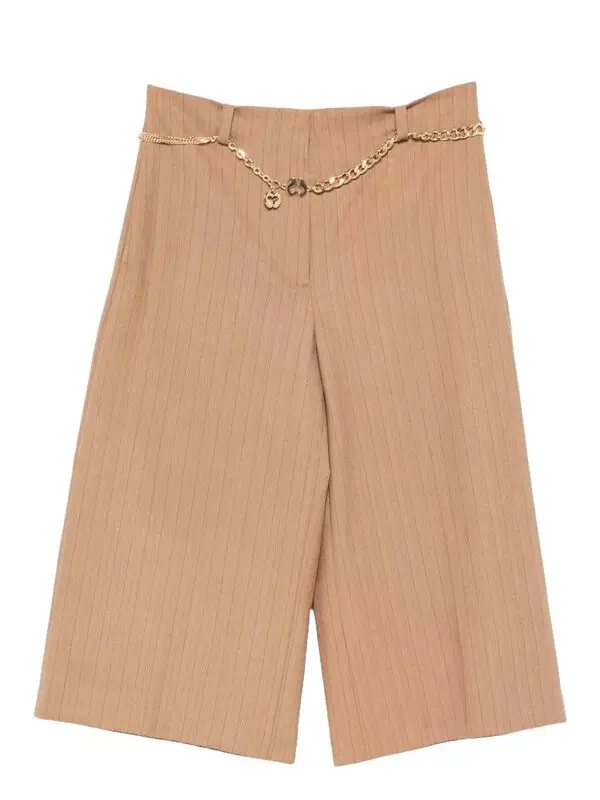 Maje Pinstripe Wide-leg Belted Shorts - Brown