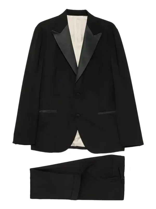 Eleventy Peak-lapel Single-breasted Suit - Black