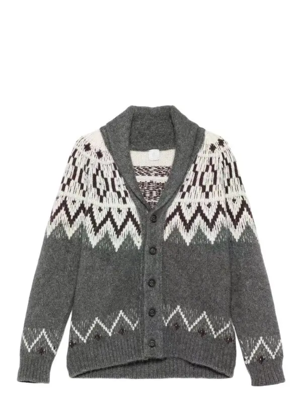 Eleventy Fair Isle Shawl-collar Cardigan - Grey