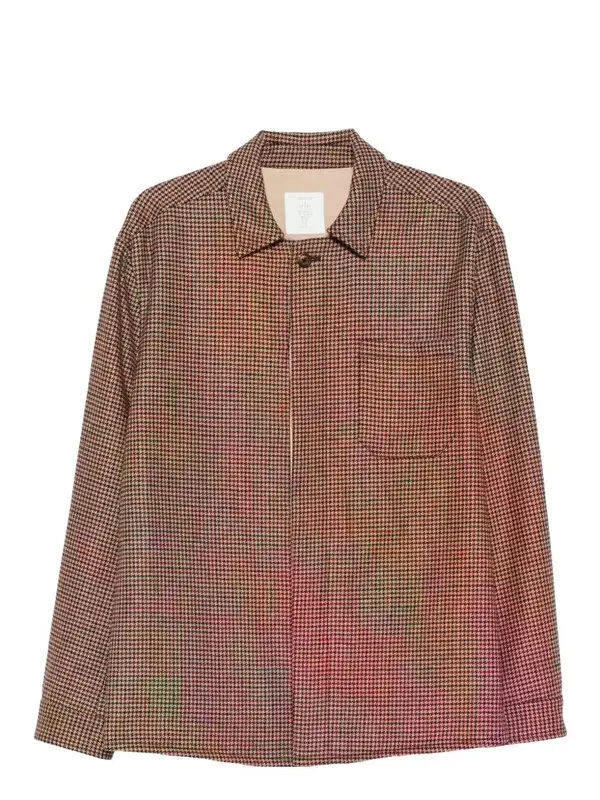 Eleventy Houndstooth-pattern Shirt Jacket - Brown