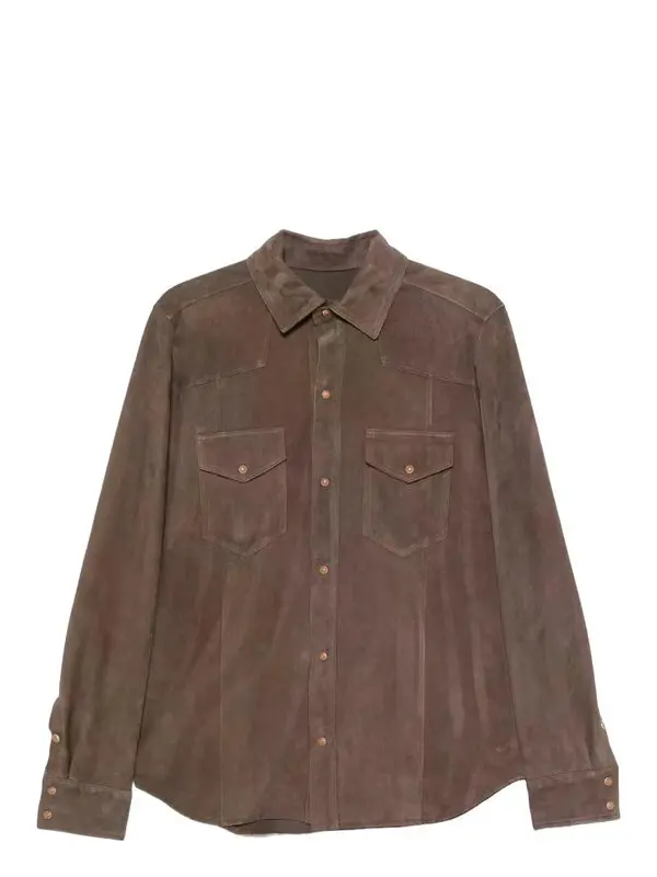 Eleventy Suede Flap-pocket Shirt - Brown