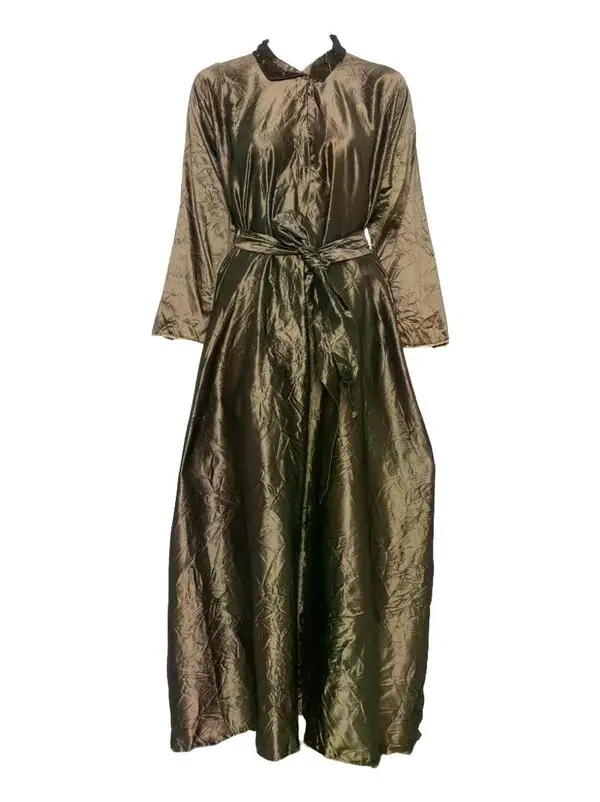 DANIELA GREGIS Crinkled Finish Maxi Dress - Brown