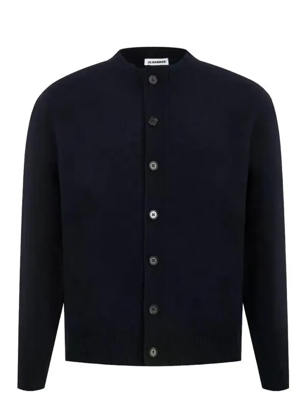 JIL SANDER Crew Neck Button-up Cardigan - Blue