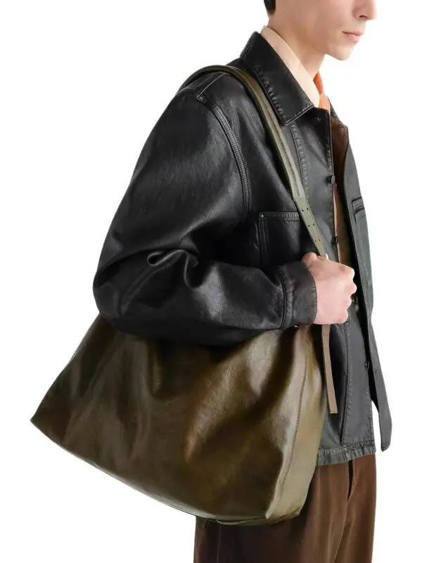LEMAIRE Belted Bag In Leather - Green