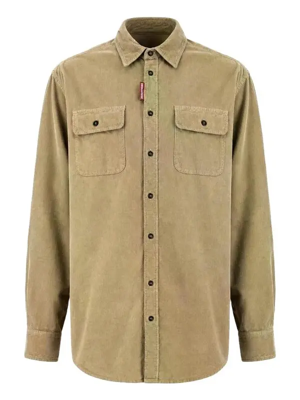 Dsquared2 Corduroy Chest-pocket Shirt - Neutrals