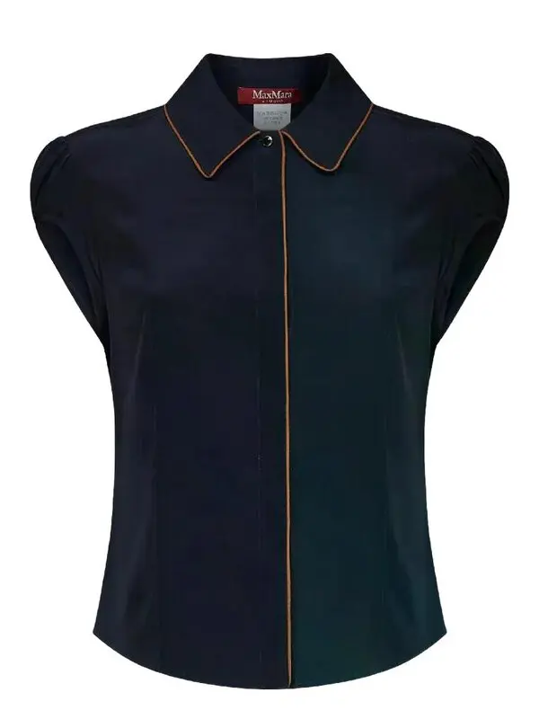 Max Mara Silk Shirt With Contrasting Piping - Blue
