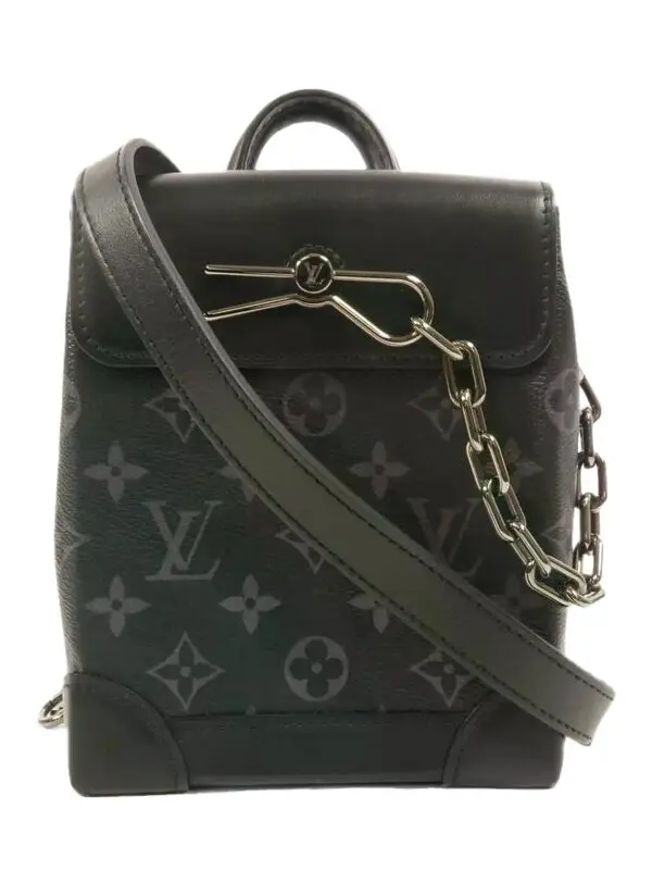 LOUIS VUITTON Nano Steamer Monogram Eclipse Shoulder Bag - Black