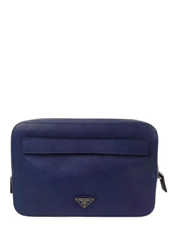 Prada Saffiano Leather Clutch Bag - Blue