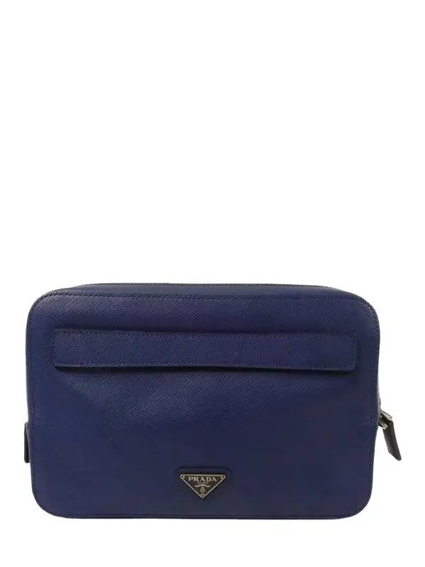 Prada Saffiano Leather Clutch Bag - Blue