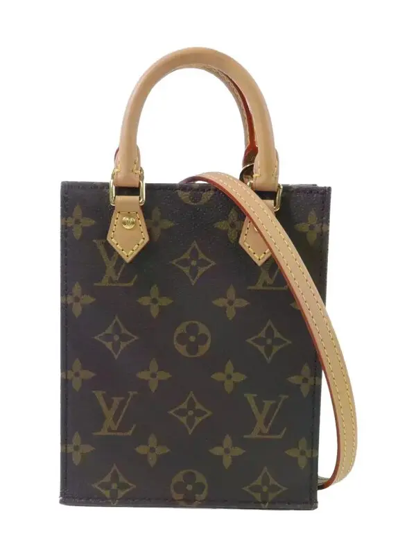 LOUIS VUITTON Petit Sac Plat Monogram Tote Bag - Brown