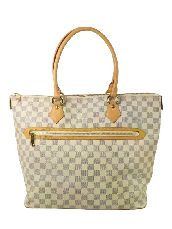 LOUIS VUITTON Damier Azur Saleya Gm Tote Bag - White