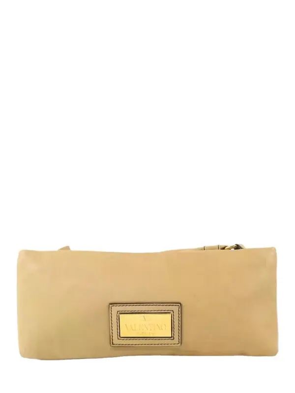 Valentino Garavani Rose-detail Leather Clutch Bag - Neutrals
