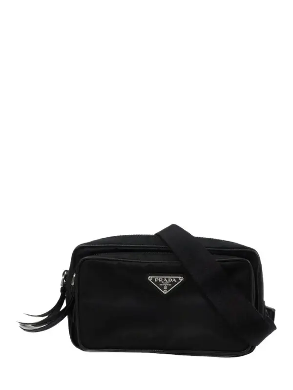 Prada Logo Plaque Belt Bag - Black