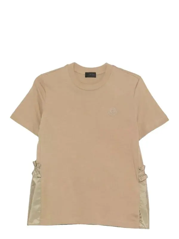 Moncler Ruffled Logo-patch T-shirt - Neutrals