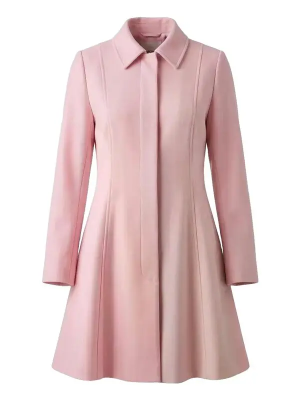 Valentino Garavani Concealed-fastening Flared-skirt Coat - Pink