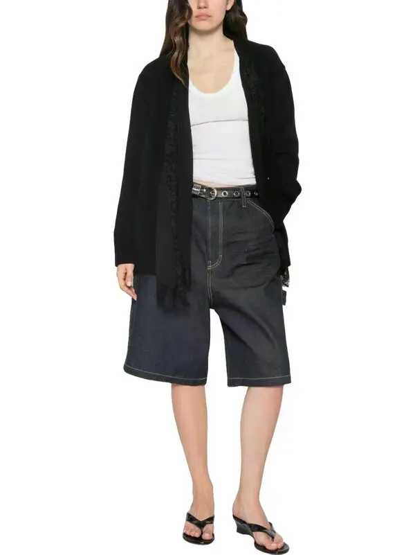 ERMANNO FIRENZE Lace Trimmed Button-up Cardigan - Black