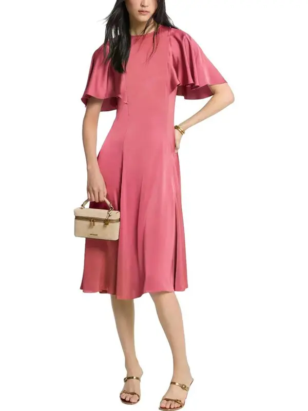 Michael Kors Cape-sleeve Midi Dress - Pink