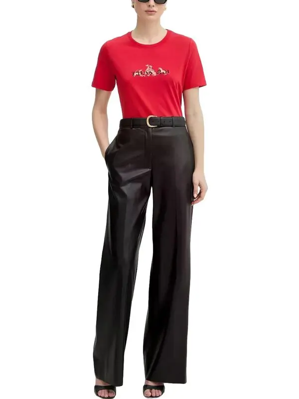 TRUSSARDI Embroidered T-shirt - Red