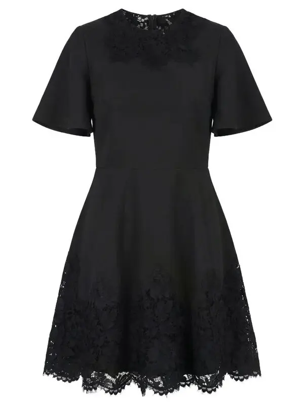 Valentino Garavani Lace-trimmed Flared Dress - Black