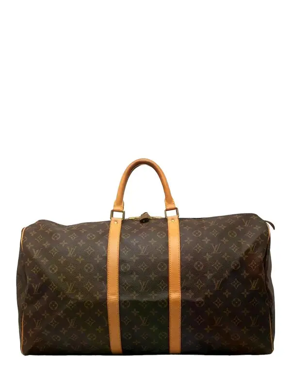 LOUIS VUITTON Monogram Keepall 55 Travel Bag - Brown