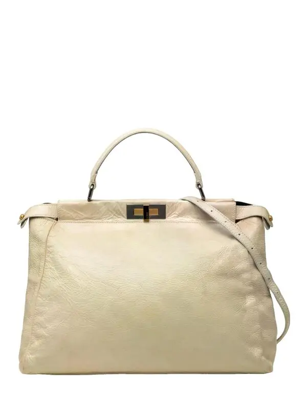 Fendi Large Leather Peekaboo Iconic Satchel - Brown