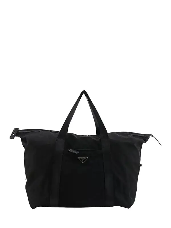 Prada Saffiano Trimmed Tessuto Travel Bag - Black