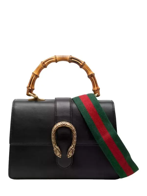 Gucci Leather Bamboo Dionysus Web Satchel - Black