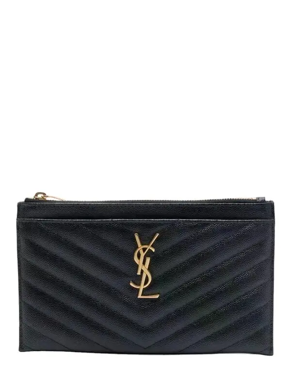 Saint Laurent Monogram Bill Pouch Clutch Bag - Black