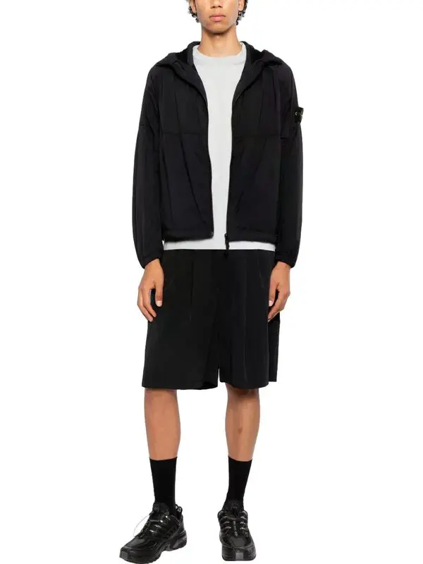 Stone Island Compass Patch Hooded Jacket - Black