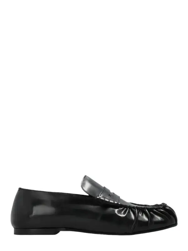 ALOHAS Aven Ruched Leather Loafers - Black