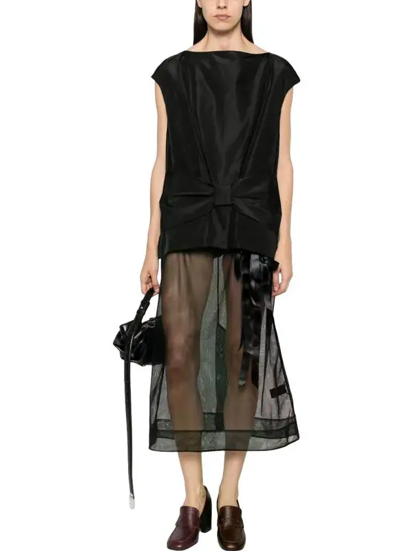 Simone Rocha Bow Detail Peplum Top - Black