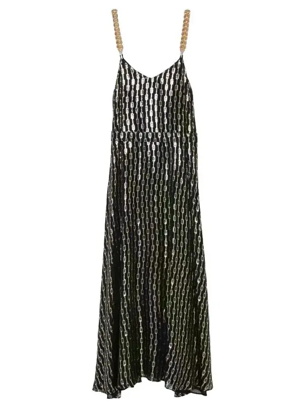 SIMONA CORSELLINI Chain-link Print Chain-strap Maxi Dress - Black