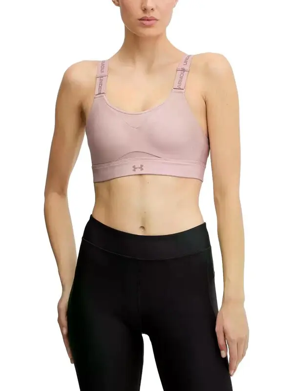 Under Armour Logo-strap Mesh-panel Sports Bra - Pink
