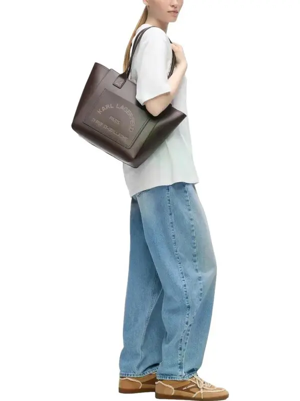 Karl Lagerfeld Perforated Logo Tote Bag - Brown