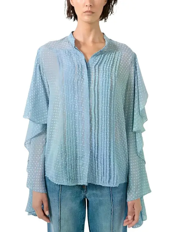 Barbara Bui Plumetis Silk Blouse - Blue