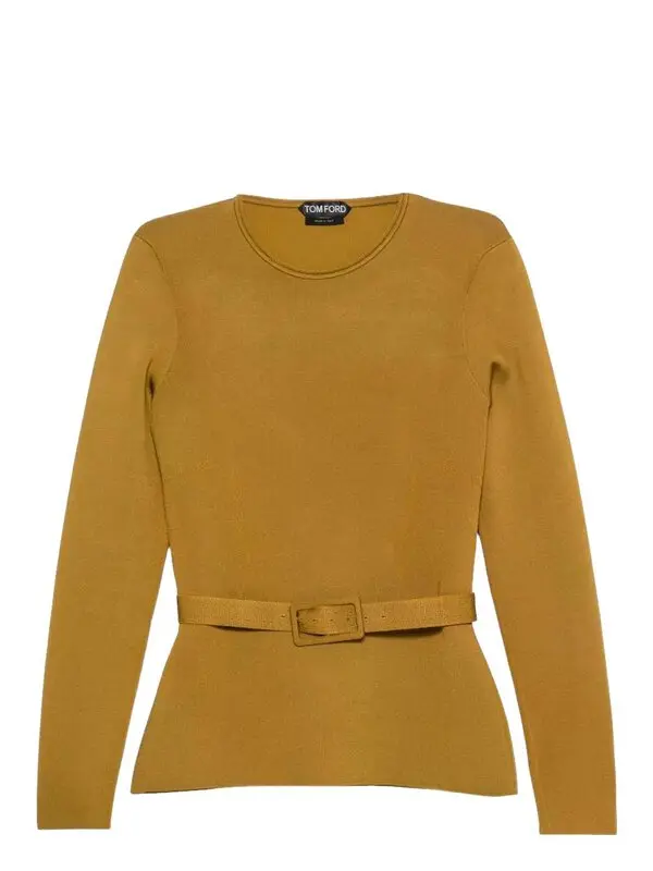 TOM FORD Belted Long-sleeve Sweater - Neutrals