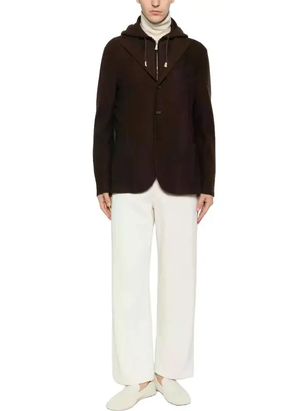 Eleventy Hooded Wool Jacket - Brown