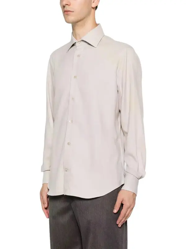 Eleventy Twill-weave Long-sleeve Shirt - Neutrals