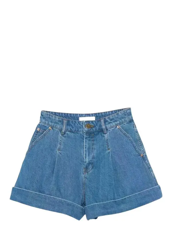 Zimmermann Pleated Denim Shorts - Blue
