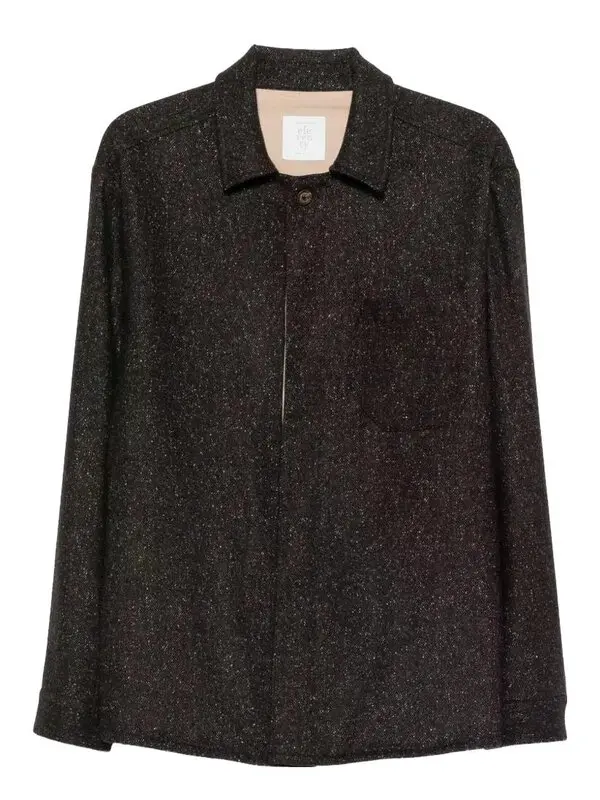 Eleventy Herringbone-weave Shirt Jacket - Brown