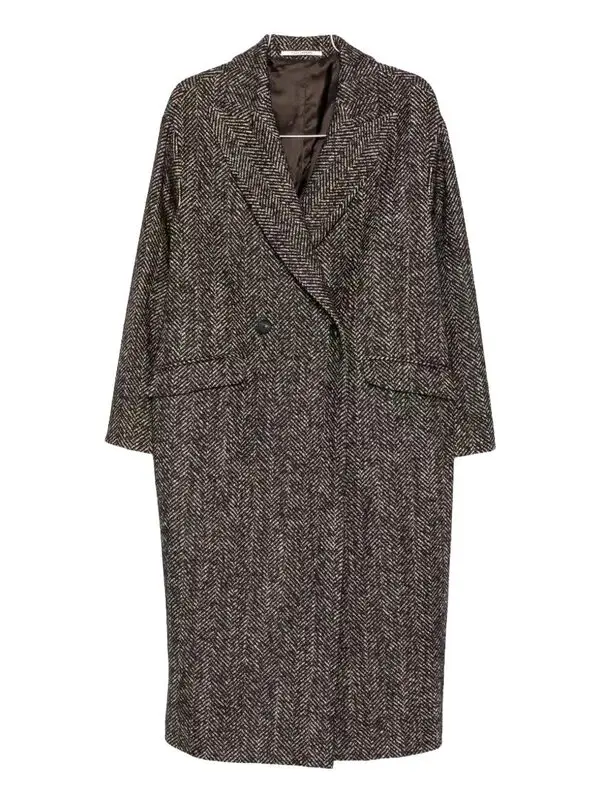 Tagliatore Double-breasted Herringbone Coat - Brown