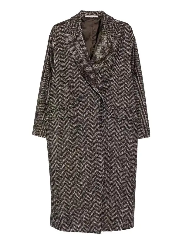 Tagliatore Double-breasted Herringbone Coat - Brown