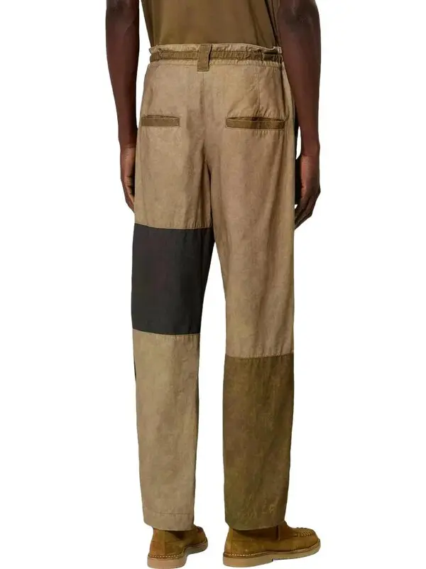 MARANT Khaki Cotton Patchwork Pleated Trousers - Neutrals