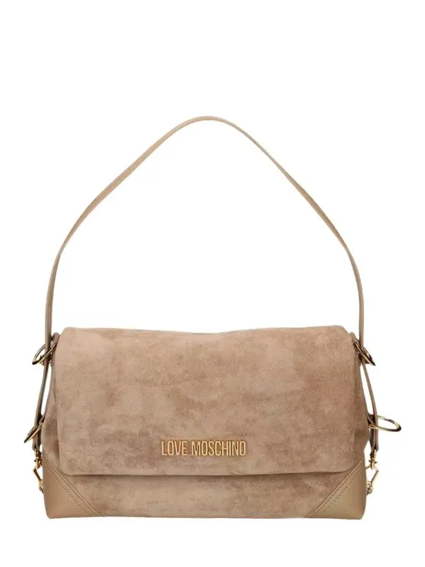 Moschino Logo Plaque Shoulder Bag - Neutrals